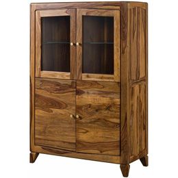 Massivmöbel24 Highboard Sheesham 100x45x150 braun lackiert ancona 130 - braun