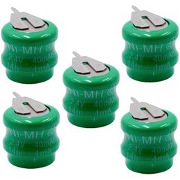 5x NiMH Ersatz Knopfzellen-Akku Typ V40H 2-Pins 40mAh 2,4V kompatibel mit Modellbau-Akkus, Solar-Leuchten uvm. - vhbw