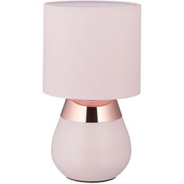 Nachttischlampe mit Touch, Tischlampe Wohn- & Schlafzimmer, Stoffschirm, E14, HxD: 32x18 cm, Touchlampe, rosa - Relaxdays