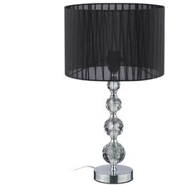 Tischlampe, Nachttischlampe im Kristalldesign, HxD 54 x 29,5 cm, E27 Fassung, Tischleuchte mit Schirm, schwarz - Relaxdays