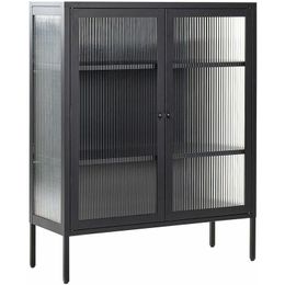 Beliani - Büroschrank Schwarz aus Stahl 90 x 35 x 111 cm, 2 Türen, Glasfront und -seiten, Vitrine - Schwarz