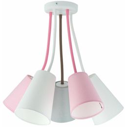 Licht-Erlebnisse - Deckenlampe Kinderzimmer Rosa Grau Weiß flexibel verstellbar 5-flammig E27 Deckenleuchte - Weiß, Grau, Rosa