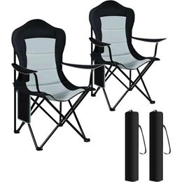 WOLTU Campingstuhl 2er Set Faltbar Gartenstuhl 150kg Belastbar Klappstuhl mit Armlehnen Getränkehaltern, Leichter Angelstuhl für Outdoor Camping Strand