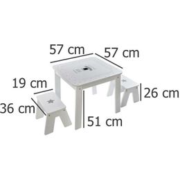Tisch mit Stauraum für Kinderzimmer, Set für Kinder mit MDF-Hocker Atmosphera