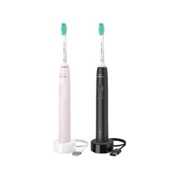 Philips Sonicare HX3675/15 3100 Series Doppelpack Elektrische Zahnbürste Sugar Rose/Schwarz, Reinigungstechnologie: Schalltechnologie