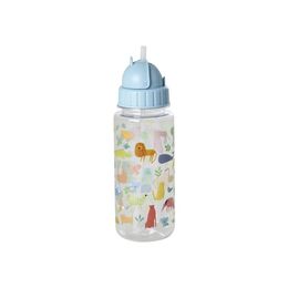 Rice Plastik Flasche Sweet Jungle Print, Blau, 450 ml, H:16 cm