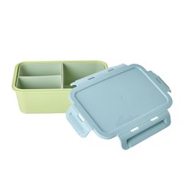 Rice Plastik Lunchbox mit 3 Fächern, 21 x 14 x 7 cm, blau/grün