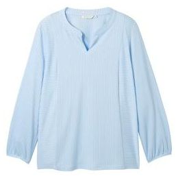 Tom Tailor Damen Plus - Blusenshirt mit Bio-Baumwolle, blau, Streifenmuster, Gr. 46