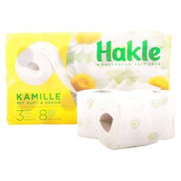 Hakle Toilettenpapier Hakle Toilettenpapier mit Kamillenduft und Dekor 3-lagig 8 Rollen WC