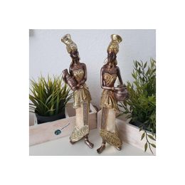 Aspinaworld Dekofigur Afrikanische Dekofigur Frau mit Kane und Vase im Arm 32 cm 2er Set
