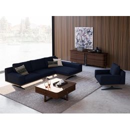 JVmoebel Wohnzimmer-Set Modern Blau Designer Wohnzimmer Einrichtung Polstersofa Luxus Textil