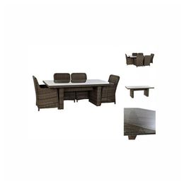 DKD Home Decor Garten-Essgruppe Tisch-Set mit 6 Stühlen DKD Home Decor Stahl Rattan 7 teilig