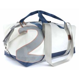 360grad Reisetasche Reisetasche recyceltes Segeltuch Kutter XL Weiss Zahl Blau