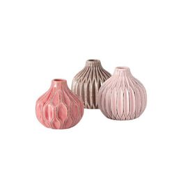 Boltze Dekovase Vase im 3er Set im Shabby Chic Look aus Keramik Blumenvase Rosa