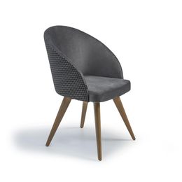 JVmoebel Armlehnstuhl Designer Luxus Esszimmer Stuhl mit Armlehnen Grau Modern Polstersitz (1 St)