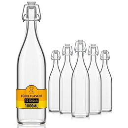 Flaschen-Fuchs Vorratsglas 1000ml Flaschen zum Befüllen Bügelverschluss Schnaps Likörflaschen