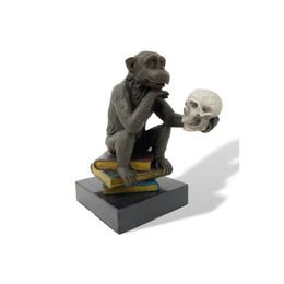 aubaho Skulptur Bronzefigur Affe Darwin Philosophie Bücher Bronze Skulptur Antik-Stil