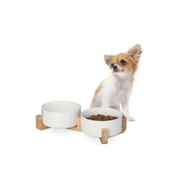 Relaxdays Futterstation Hunde Napfbar Keramik mit Bambusgestell