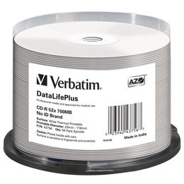 Verbatim CD-Rohling 50 Professional CD-R full printable Thermo 80Min 700MB 52x Spindel