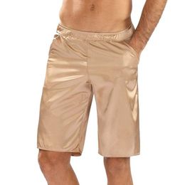 DKaren Schlafshorts Herren Satin Schlafhose Kurz Schlafanzughose Shorts -Zeus- (1-tlg) mit elastischem Bund