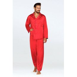 DKaren Schlafanzug Herren Satin Pyjama Schlafanzug Set Langarm -Lukas- (Set