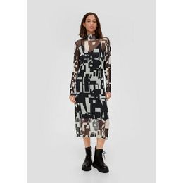 QS Minikleid Midikleid mit All-over-Print aus Mesh