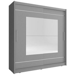 MOEBLO Kleiderschrank BORNEO IX (Wohnzimmerschrank 2-türig Schrank mit Spiegel Gaderobe Schiebtüren