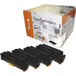 Peach HP 312 X 4 Toner XL (bk, c/m/y) ersetzt HP No. 312X, CF380X, CF381A, CF382A, CF383A f&uuml;r z.B. HP Color LaserJet Pro MFP M 476 dn (wiederaufbereitet)