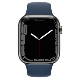 Apple Watch (Series 7) 2021 GPS + Cellular 45 mm - Rostfreier Stahl Graphit - Sportarmband Blau