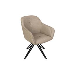 Drehstuhl 180 Grad drehbar Armlehnstuhl taupe Metallgestell schwarz ELBE