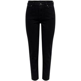 Only Straight-Jeans ONLEMILY HW STR CRP ANK RAW MAE034, schwarz