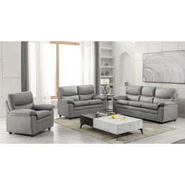 Happy Home Sofaset 3tlg. Couchgarnitur 3-2-1-Sitzer grau