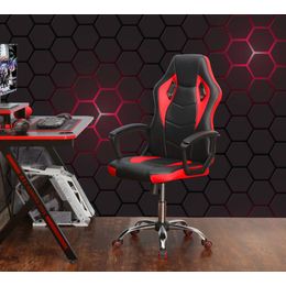 Happy Home gepolsterter & ergonomischer Gamingsessel schwarz & rot