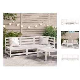 vidaXL Gartenbank Gartensofa 3-Sitzer Weiß Massivholz Kiefer