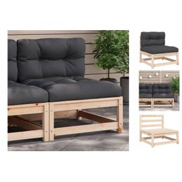 vidaXL Gartenbank Gartensofa ohne Armlehnen mit Kissen Massivholz Kiefer