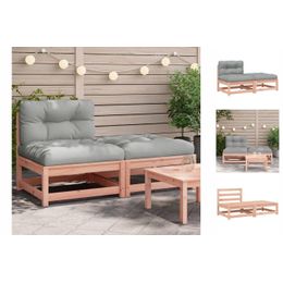 vidaXL Gartenbank Gartensofa ohne Armlehnen mit Kissen und Hocker