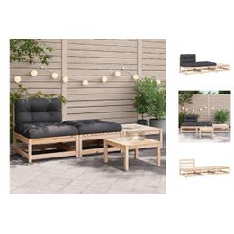 vidaXL Gartenbank Gartensofa ohne Armlehnen mit Kissen und Hockern