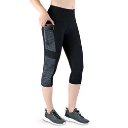 VS Variosports 3/4-Leggings Leggins Damen capri 3/4 kurz sporthose damen mit Handytasche Seitentasche leggings kurz damen hoher bund tasche blickdicht atmungsaktiv sommer dreiviertel sporthose damen