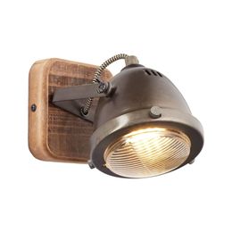 Brilliant Lampe Carmen Wood Wandspot burned steel/holz 1x PAR51, GU10, 5W, geeignet für Reflektorlampen (nicht enthalten) Kopf schwenkbar