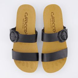 TK Maxx Schwarze flache Sandalen aus Leder