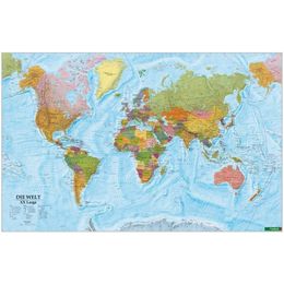 Wandkarte: Die Welt XXL, deutsch, Poster 1:20.000.000, Plano in Rolle, Karte (im Sinne von Landkarte)