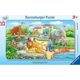 Ravensburger Kinderpuzzle - 06116 Ausflug in den Zoo - Rahmenpuzzle für Kinder ab 3 Jahren, mit 15 Teilen