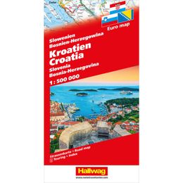 Kroatien, Slowenien, Bosnien-Herzegowina Strassenkarte 1:500 000, Karte (im Sinne von Landkarte)