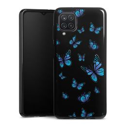 DeinDesign Galaxy A12 Handy Silikon H&uuml;lle Case schwarz Handyh&uuml;lle Transparent Muster Butterfly