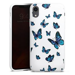 DeinDesign iPhone Xr Handy Silikon H&uuml;lle Case wei&szlig; Handyh&uuml;lle Transparent Butterfly Muster Silikon Case