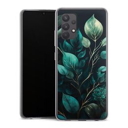 DeinDesign Galaxy A32 4G Handy Silikon H&uuml;lle Case transparent Handyh&uuml;lle Eukalyptus Leaves Black Silikon Case
