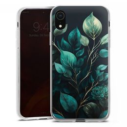 DeinDesign iPhone Xr Handy Silikon H&uuml;lle Case transparent Handyh&uuml;lle Eukalyptus Leaves Black Silikon Case