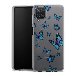 DeinDesign Galaxy A12 Handy Silikon H&uuml;lle Case transparent Handyh&uuml;lle Transparent Butterfly Muster Silikon Case