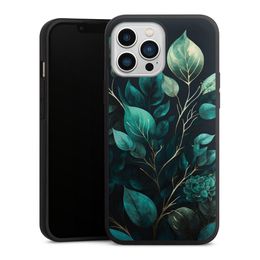 DeinDesign iPhone 13 Pro Max Handy Premium Silikon H&uuml;lle Handyh&uuml;lle schwarz Case Eukalyptus Leaves Black Silikon Premium Case