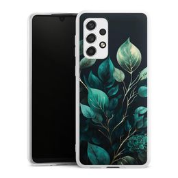 DeinDesign Galaxy A33 5G Handy Silikon H&uuml;lle Case transparent Handyh&uuml;lle Leaves Eukalyptus Black Silikon Case